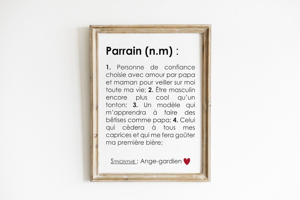 Affiche définition Parrain personnalisable cadeau Parrain - Etsy France