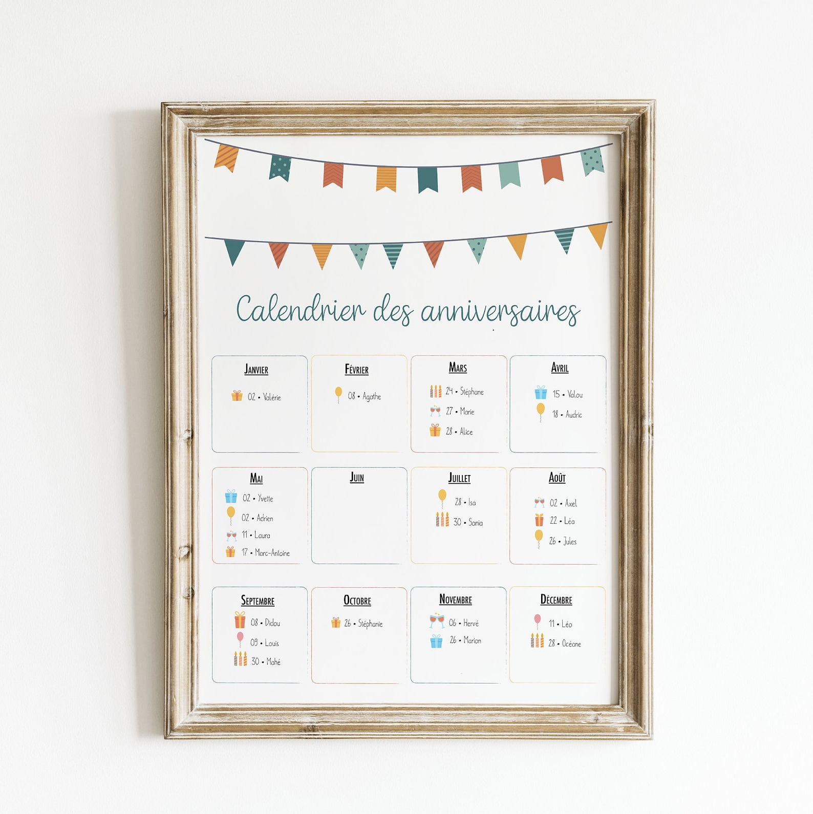 Calendrier perpétuel des anniversaires, calendrier des anniversaires ...