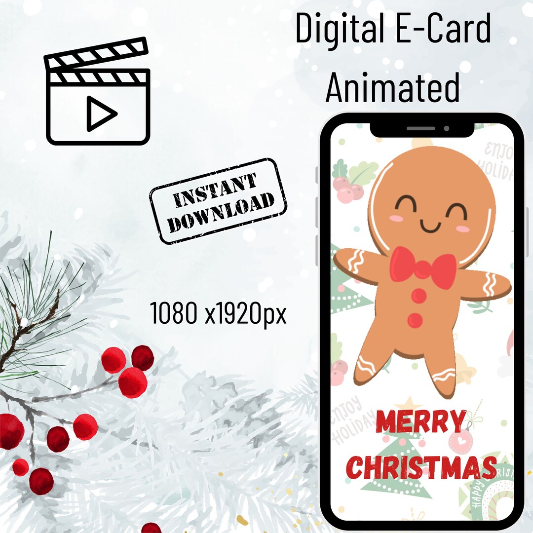 Digital Christmas Card Instant Download Animated Christmas - Etsy