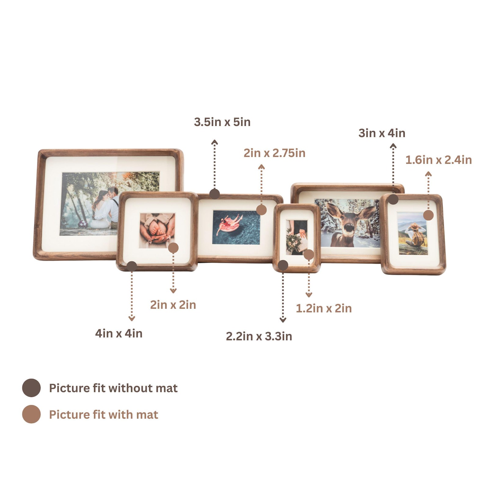 Frames | Palm Size | Teak & Black Walnut | Versatile Photo Sizes ...