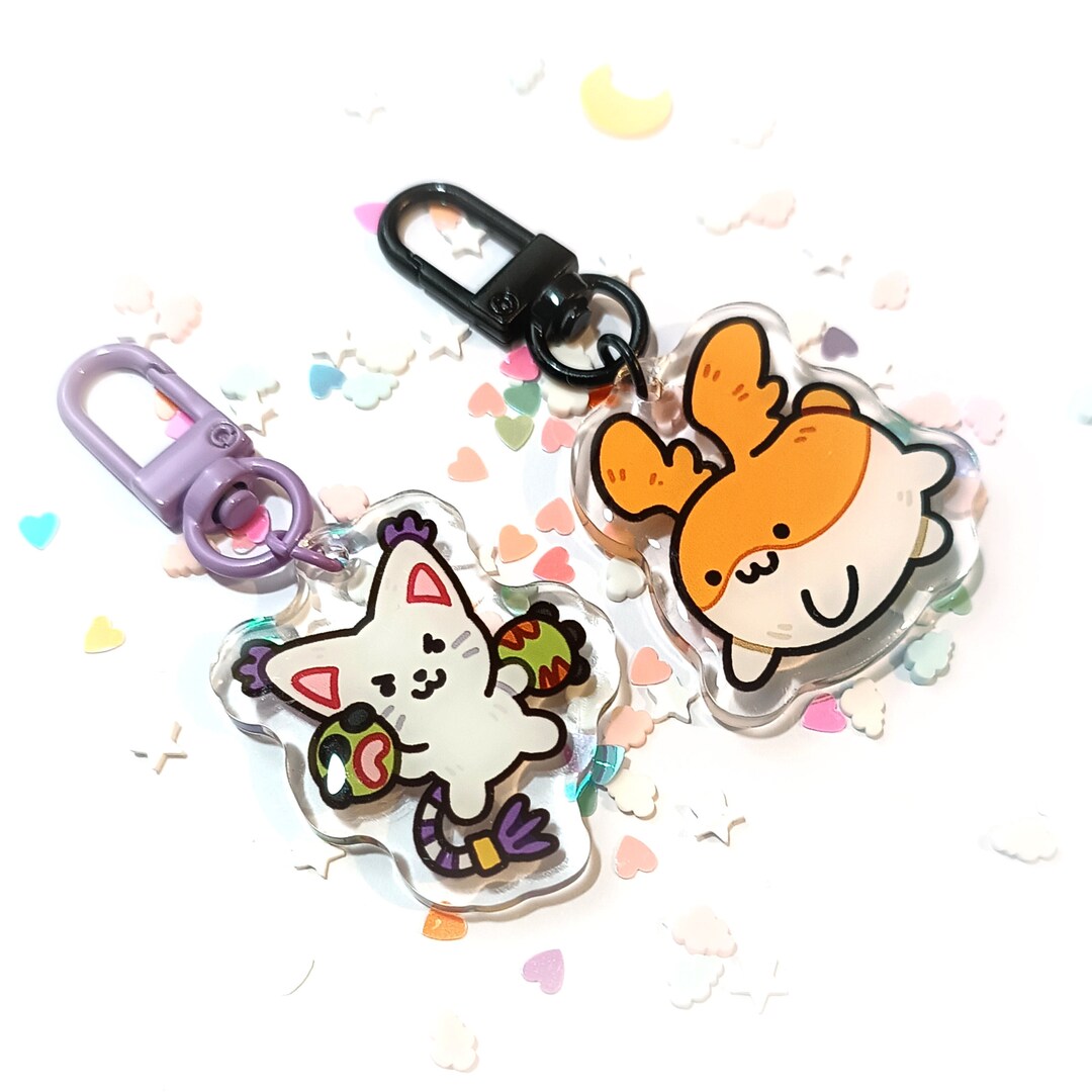 Digimon, Gatomon and Patamon, Keychains Epoxy - Etsy