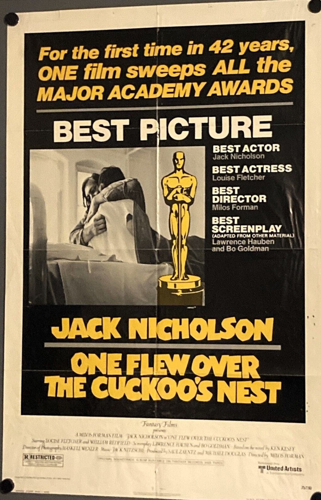 Vintage Original Movie Poster - "one Flew Over the Cuckoo's Nest ...