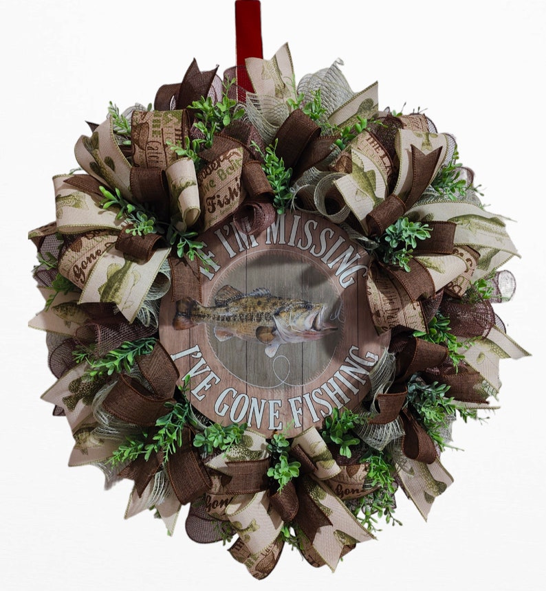 Fishing Wreath, Gone Fishing Wreath, Fall Wreath, Wreath for Door - Etsy