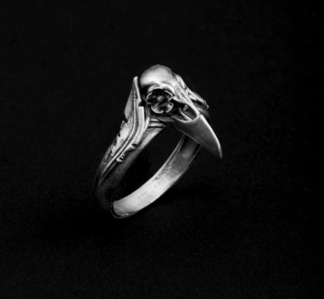 Raven Skull Ring, Gothic Ring, Raven Skull, Raven, Raven Ring, Silver ...
