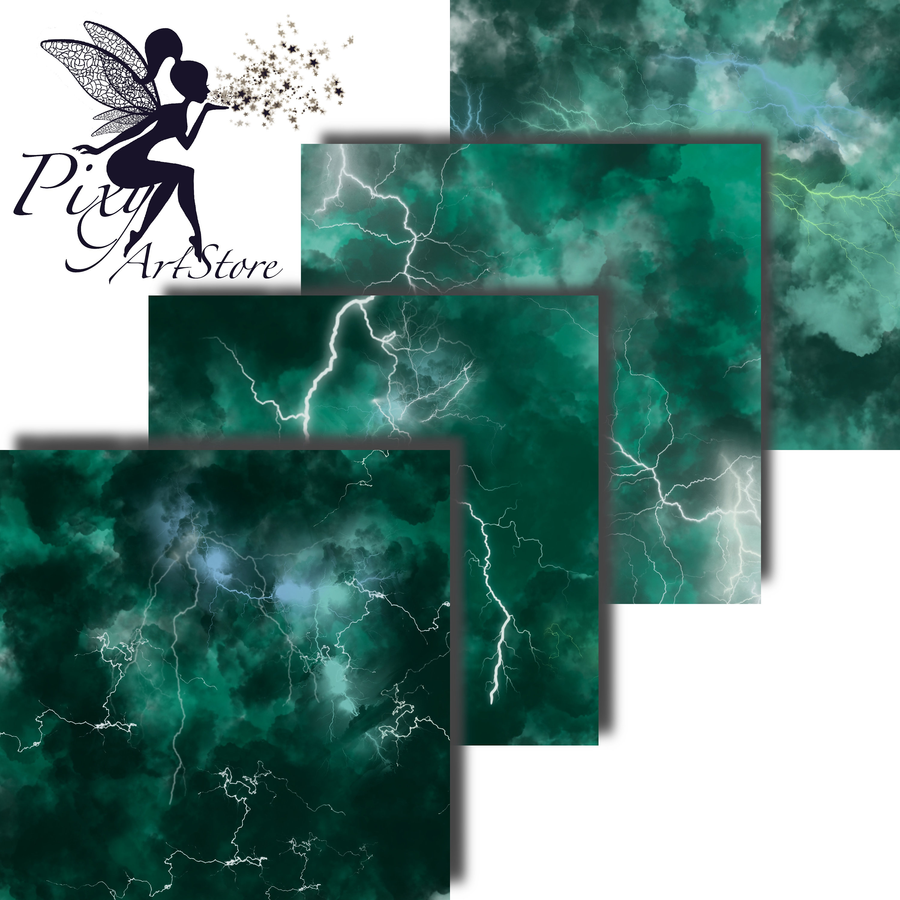 Thunder Lightning Storm Papers, Digital Set Papers, Lightning Papers ...