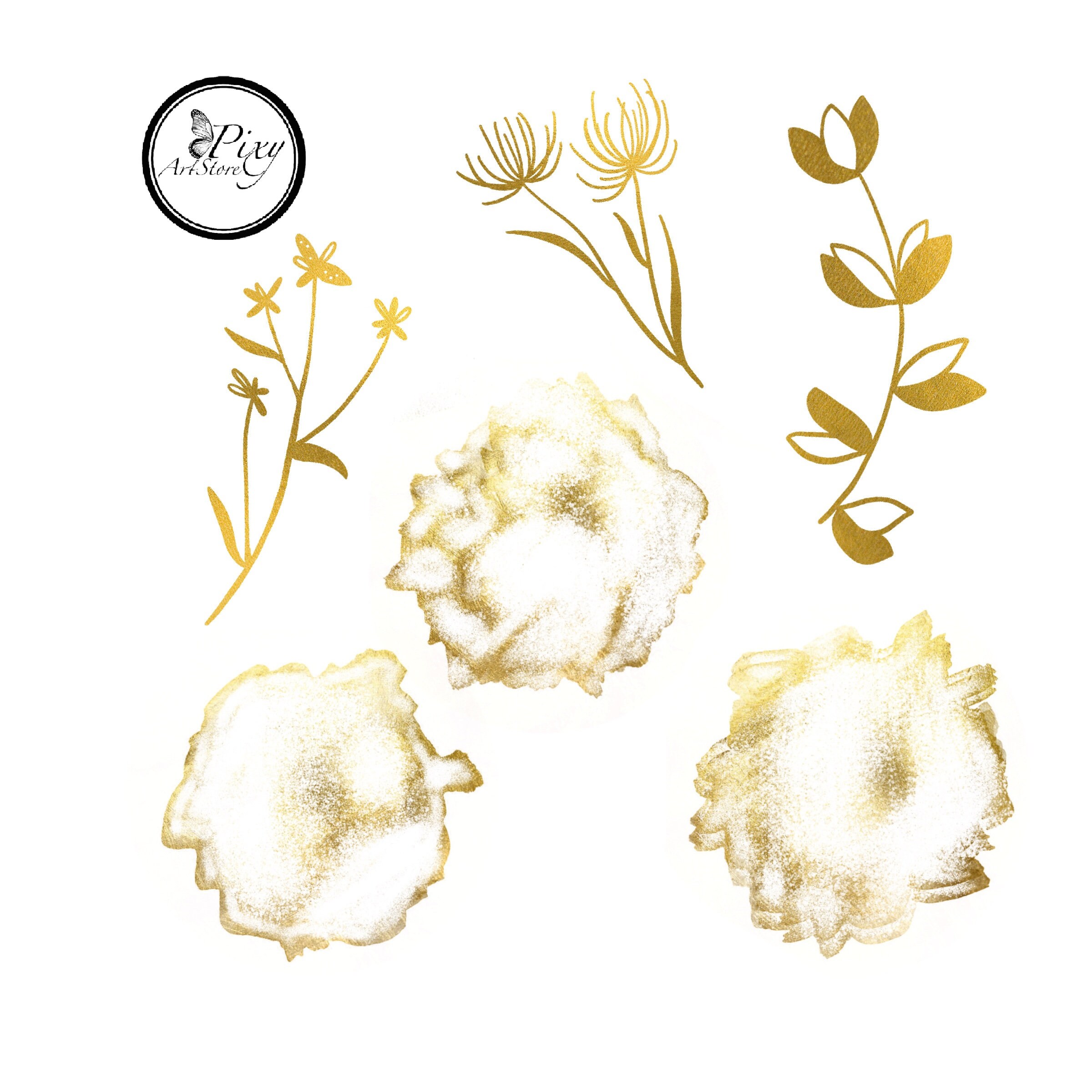 Red Watercolor Splashes, Gold Overlays, Watercolor Clipart, PNG ...