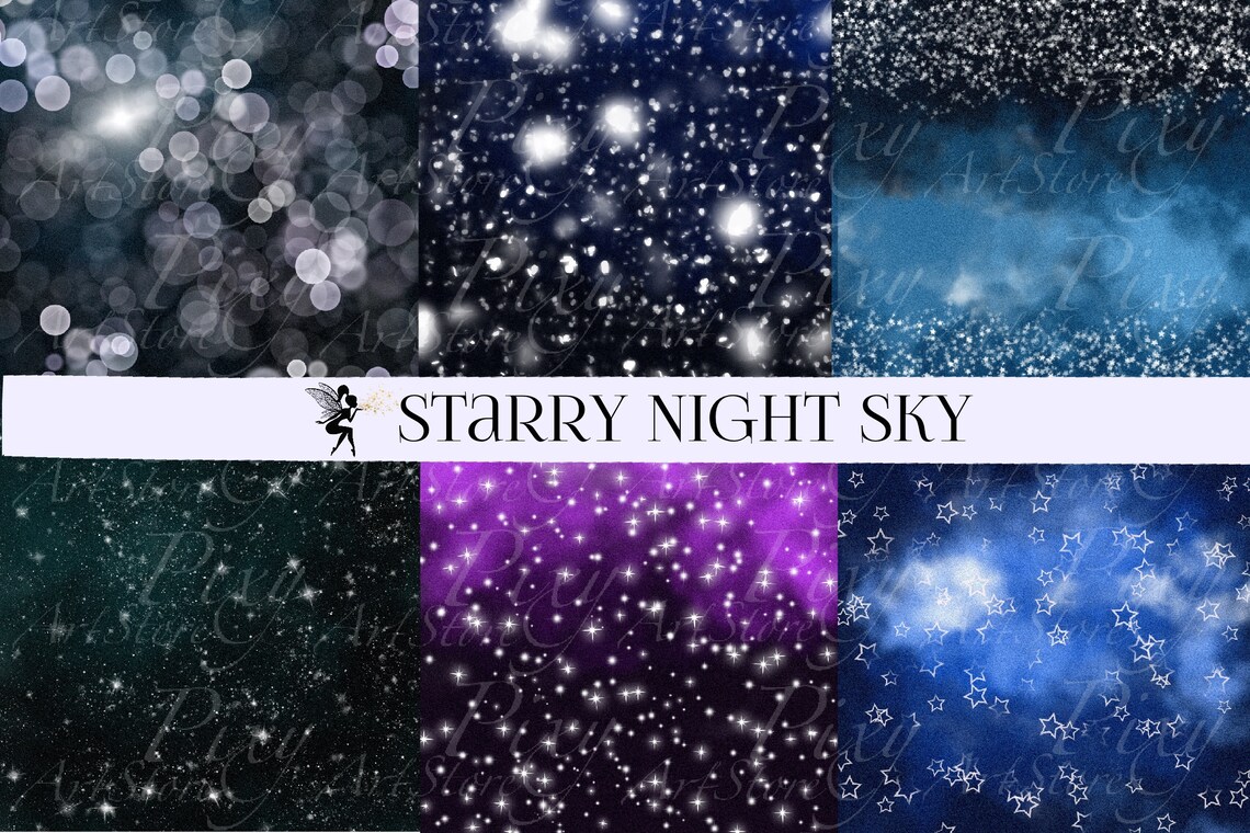 Starry Night Sky Digital Paper Galaxy Background Scrapbook - Etsy