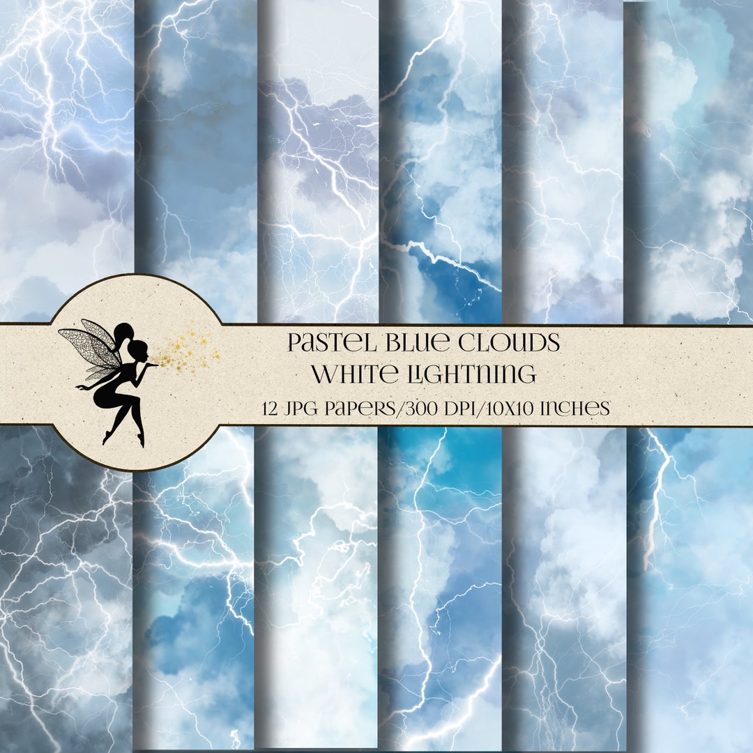 Thunder Lightning Storm Papers, Pastel Clouds With White Lihgtning ...