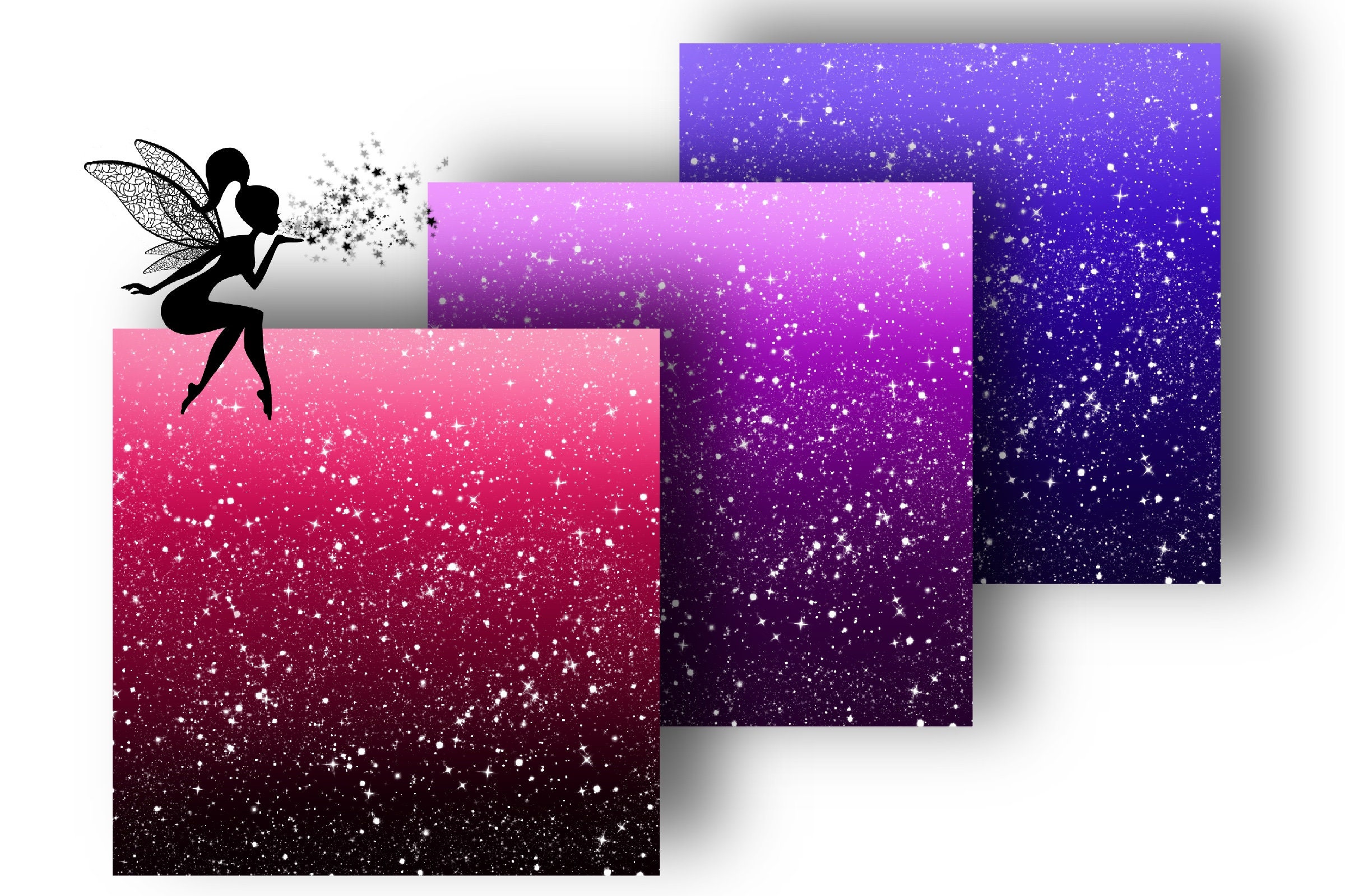 Twilight Fade Digital Paper, Instant Download, Ombre Starry Paper ...