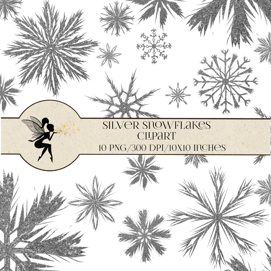 Snowflakes Clipart, Silver Glitter Snowflakes Overlay, Christmas and ...