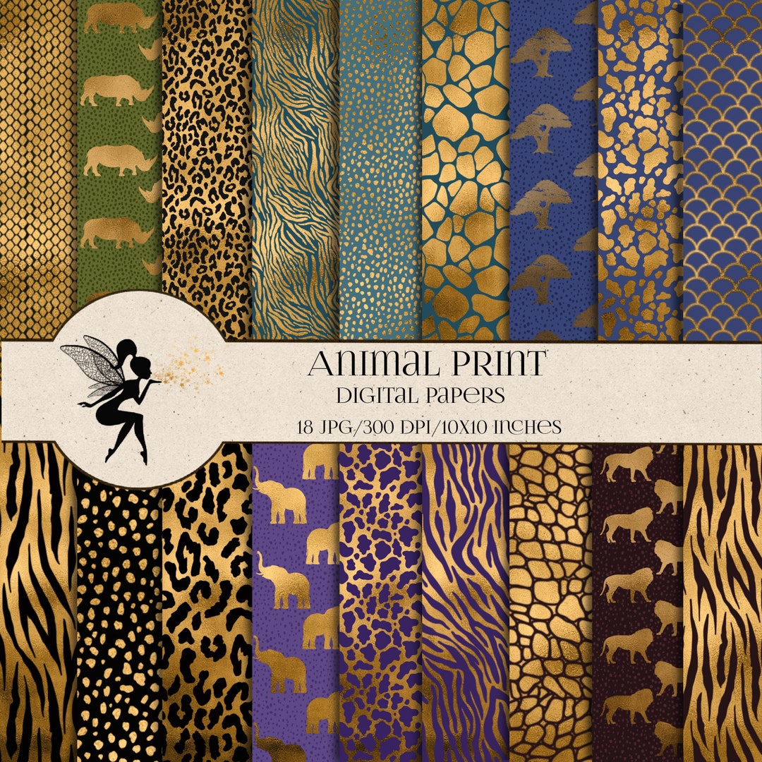Animal Print Digital Paper Pack, Safari Animal Print, Scrapbook Paper ...