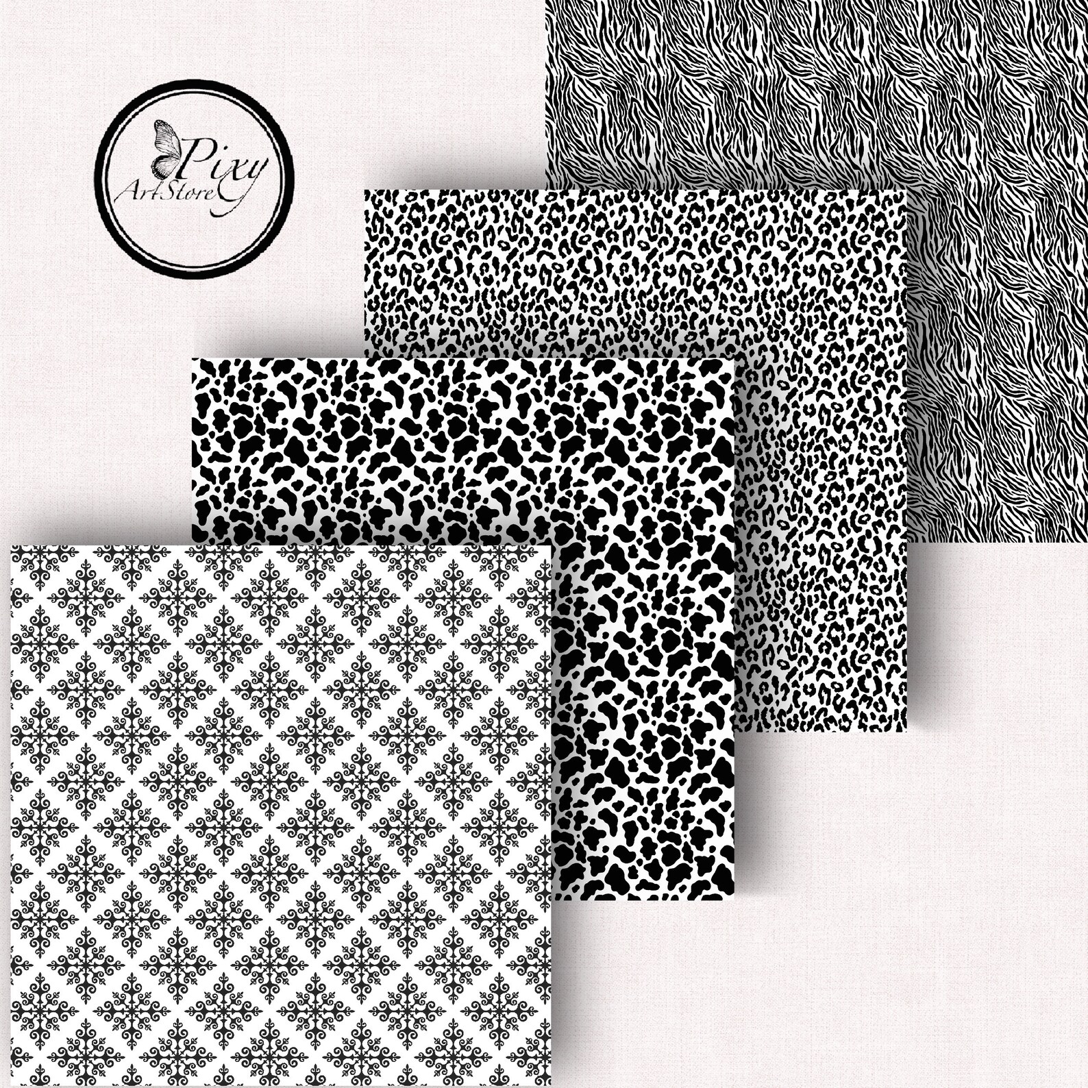 Black and White Digital Paper Pack Scrapbook Paper Digital - Etsy