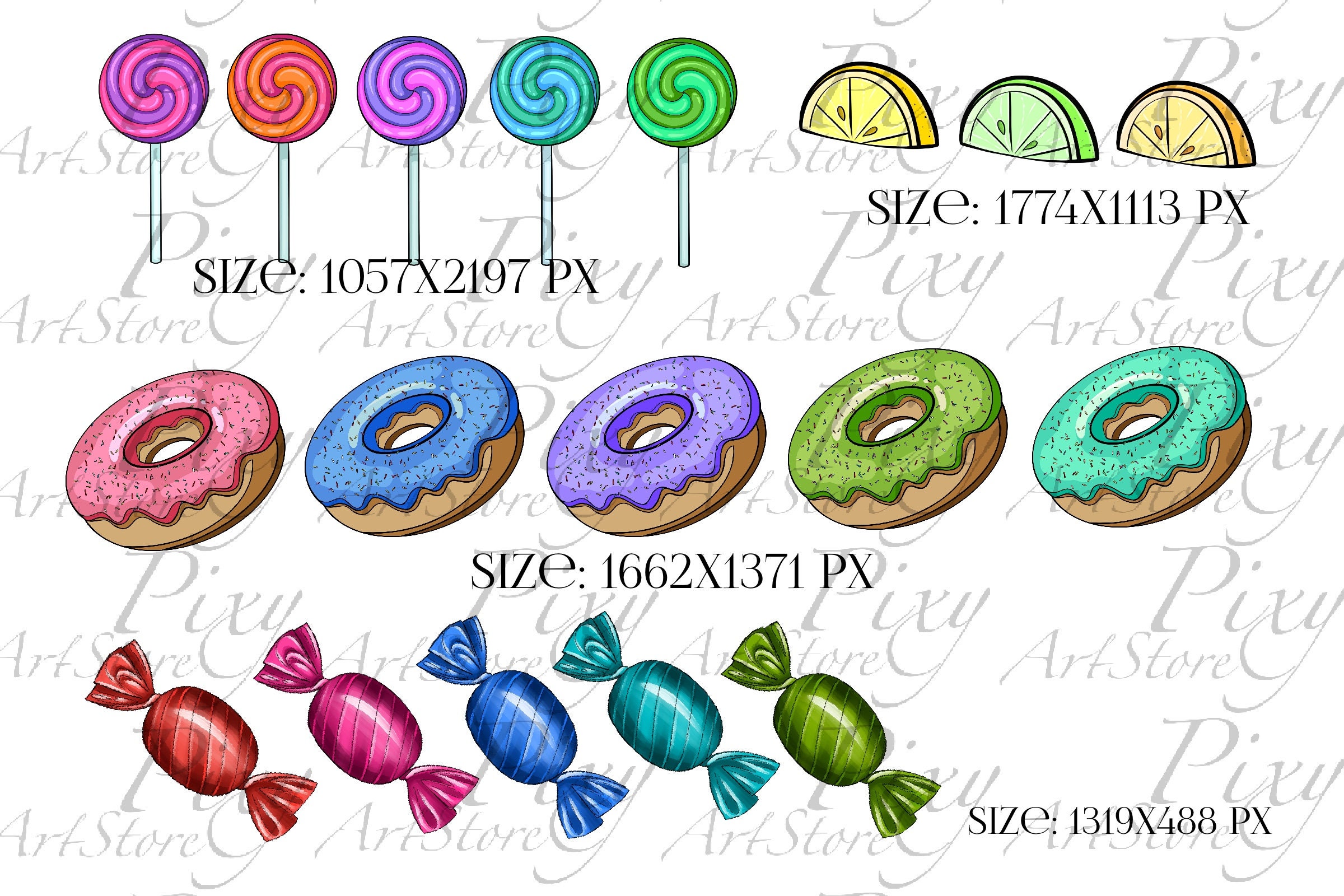 Sweet Food Clipart Collection- Set of Food, Dessert, Donuts, Cake ...