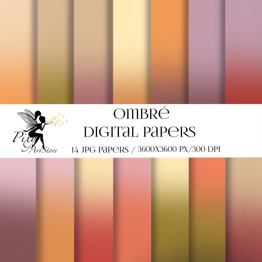 Ombre Digital Papers 14 JPG Pack, Instant Download, Ombre Background ...