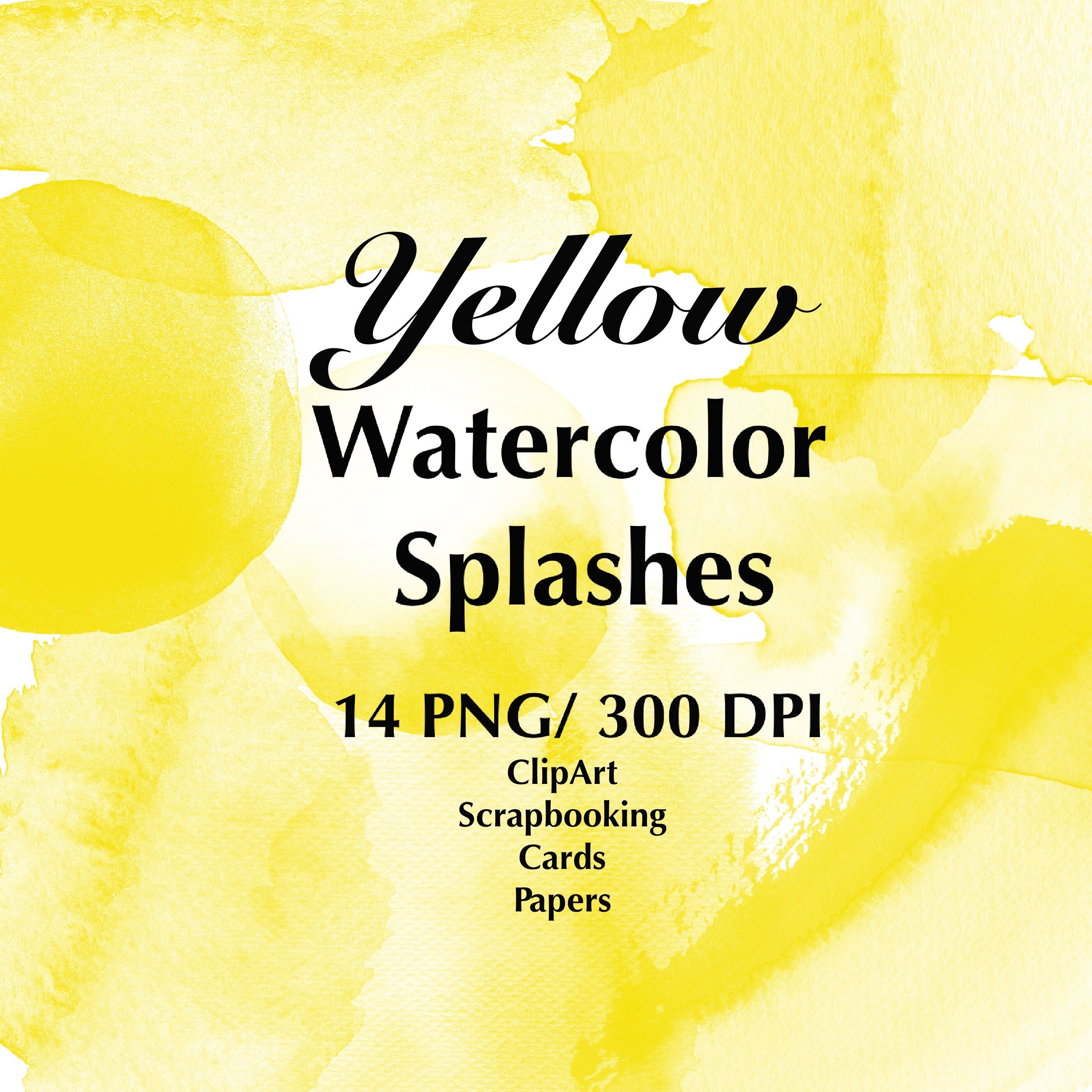 Yellow Watercolor Splashes, Splotches Clipart, PNG Watercolor Splashes ...