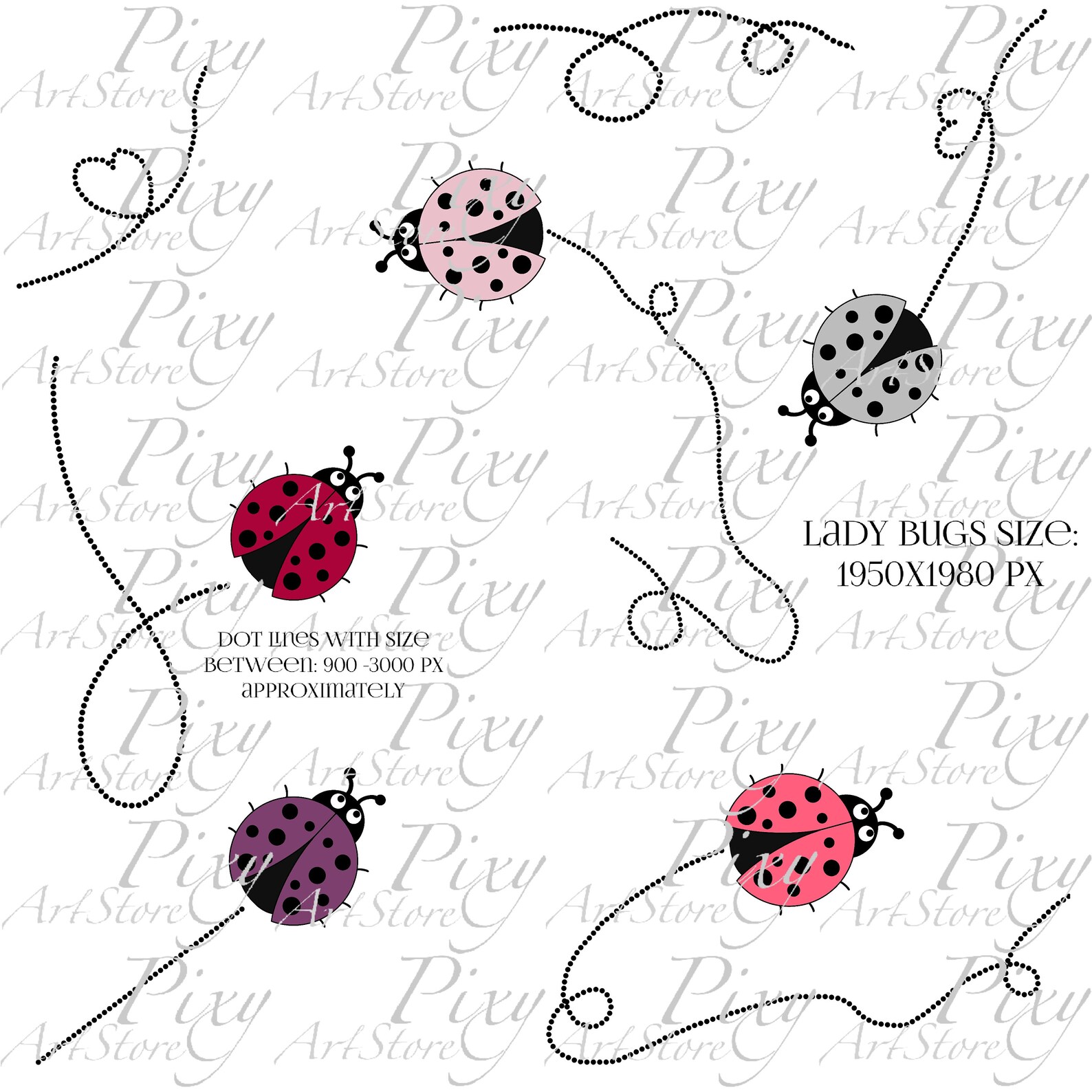 Rainbow Ladybugs Clipart Set, Red Lady Bug Clipart, Instant Download ...
