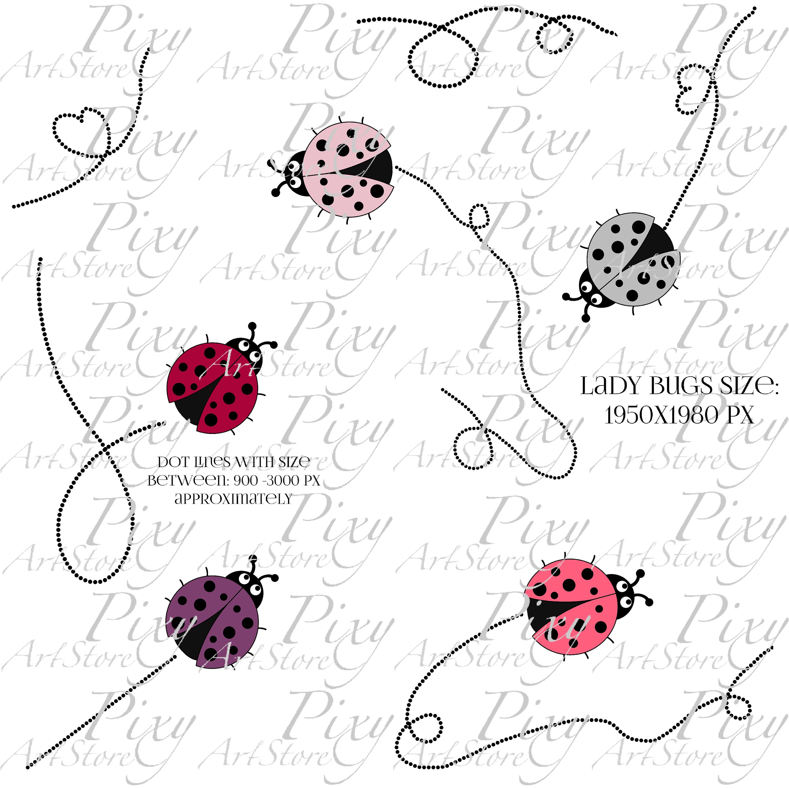 Rainbow Ladybugs Clipart Set, Red Lady Bug Clipart, Instant Download ...
