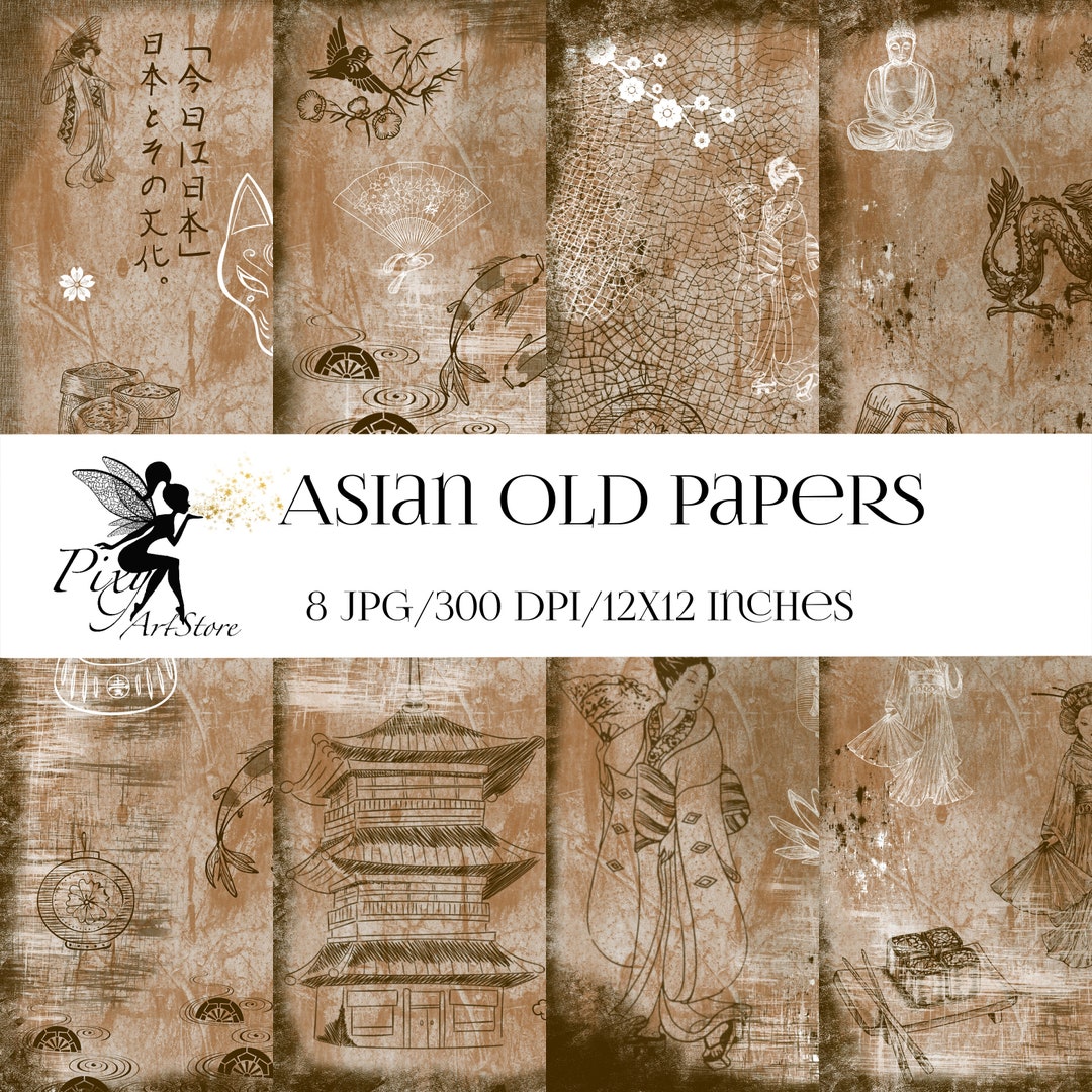 Asian Old Didital Papers, Scrapbook Paper, Asian Background Printable ...
