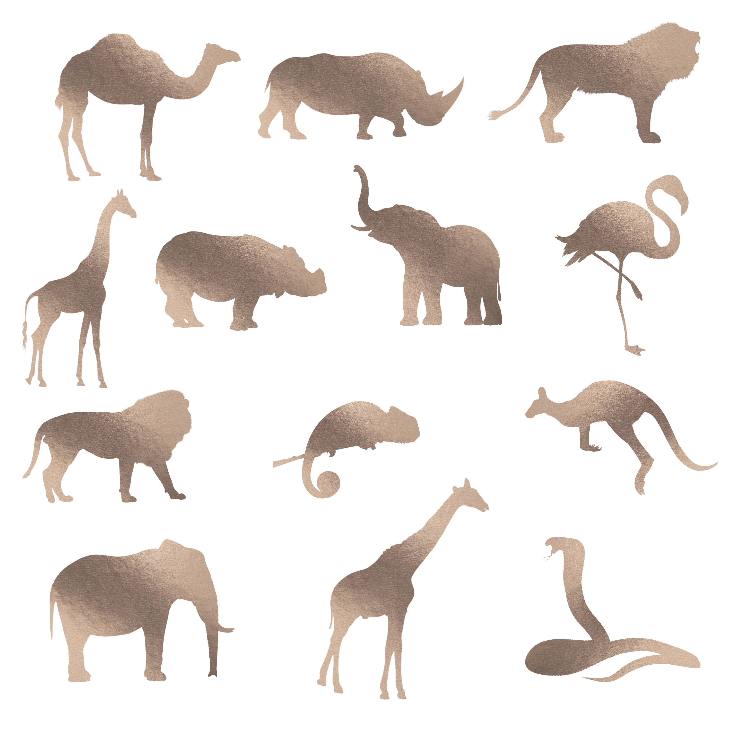 Rose Gold Wild Animals Clipart, PNG Gold Animals, Jungle Safari Digital ...