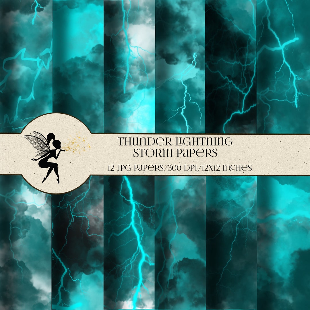 Thunder Lightning Storm Papers, Digital Set Papers, JPG Lightning ...