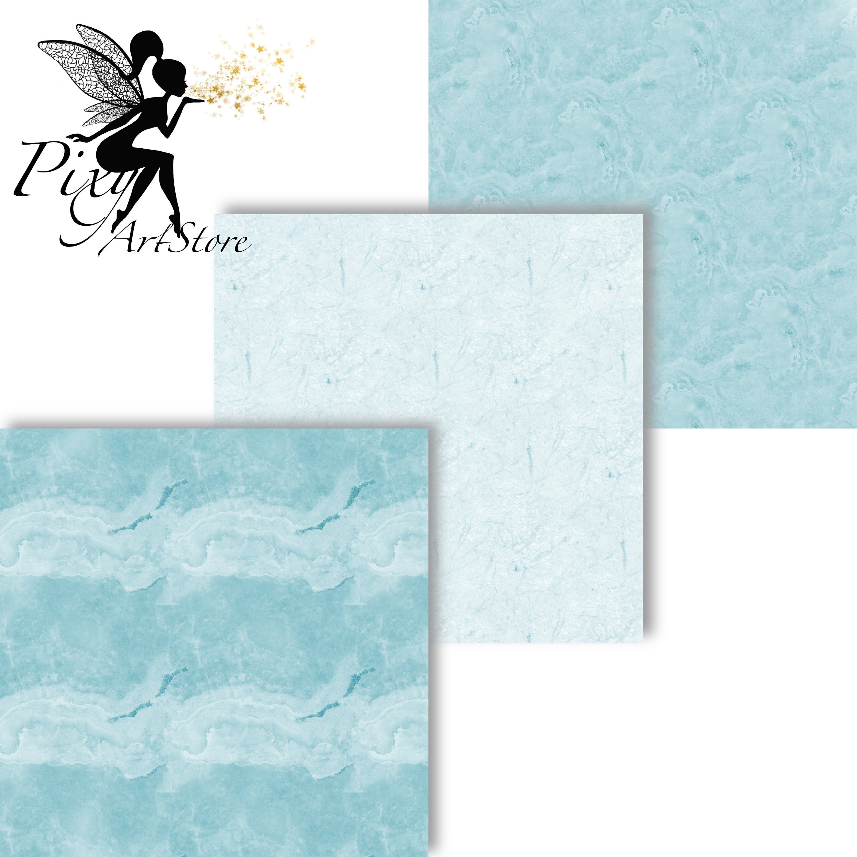 Marble Stone Texture Digital Papers, Blue Marble Paper, Stone Texture ...