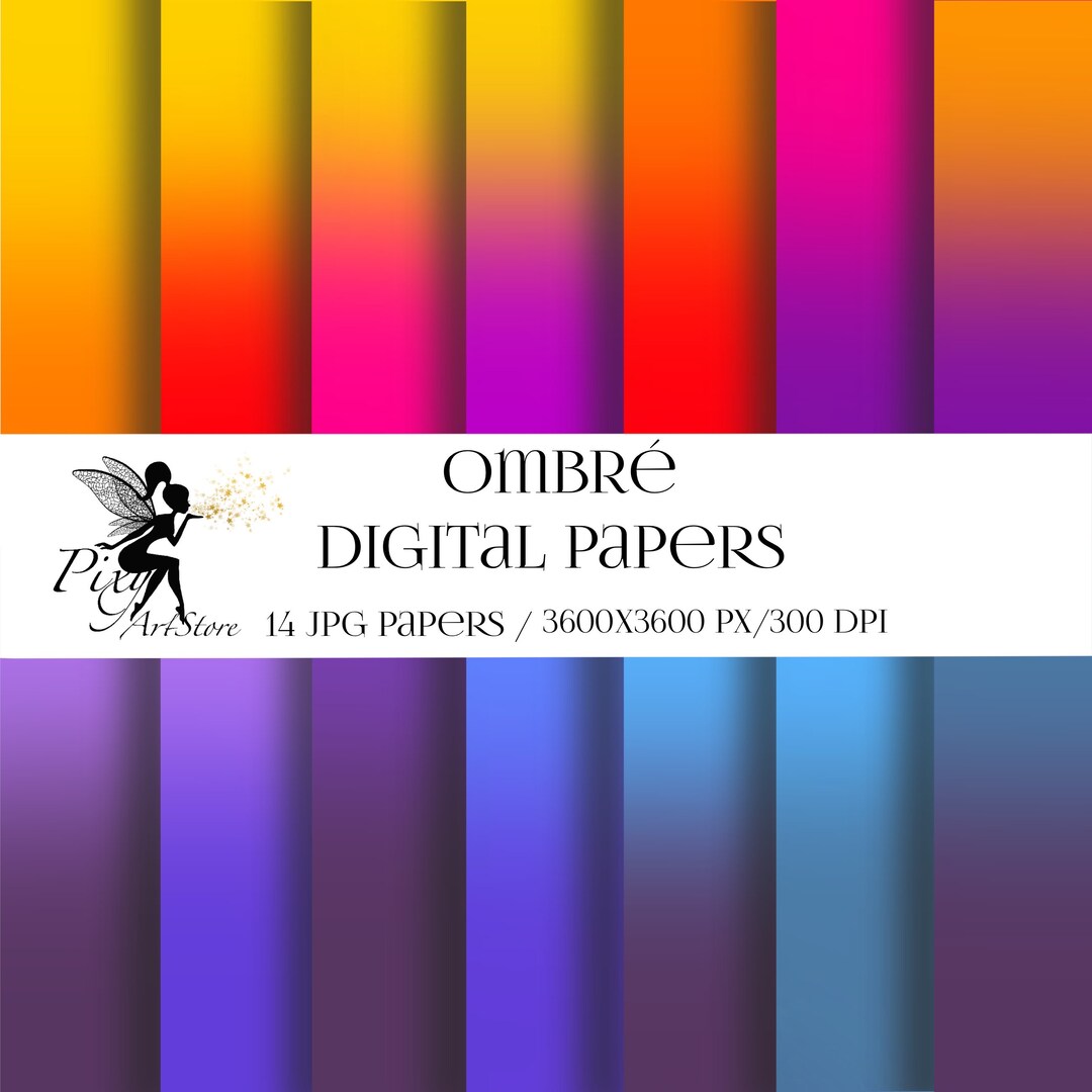 Ombre Digital Papers -14 JPG Pack, Instant Download, Ombre Background ...
