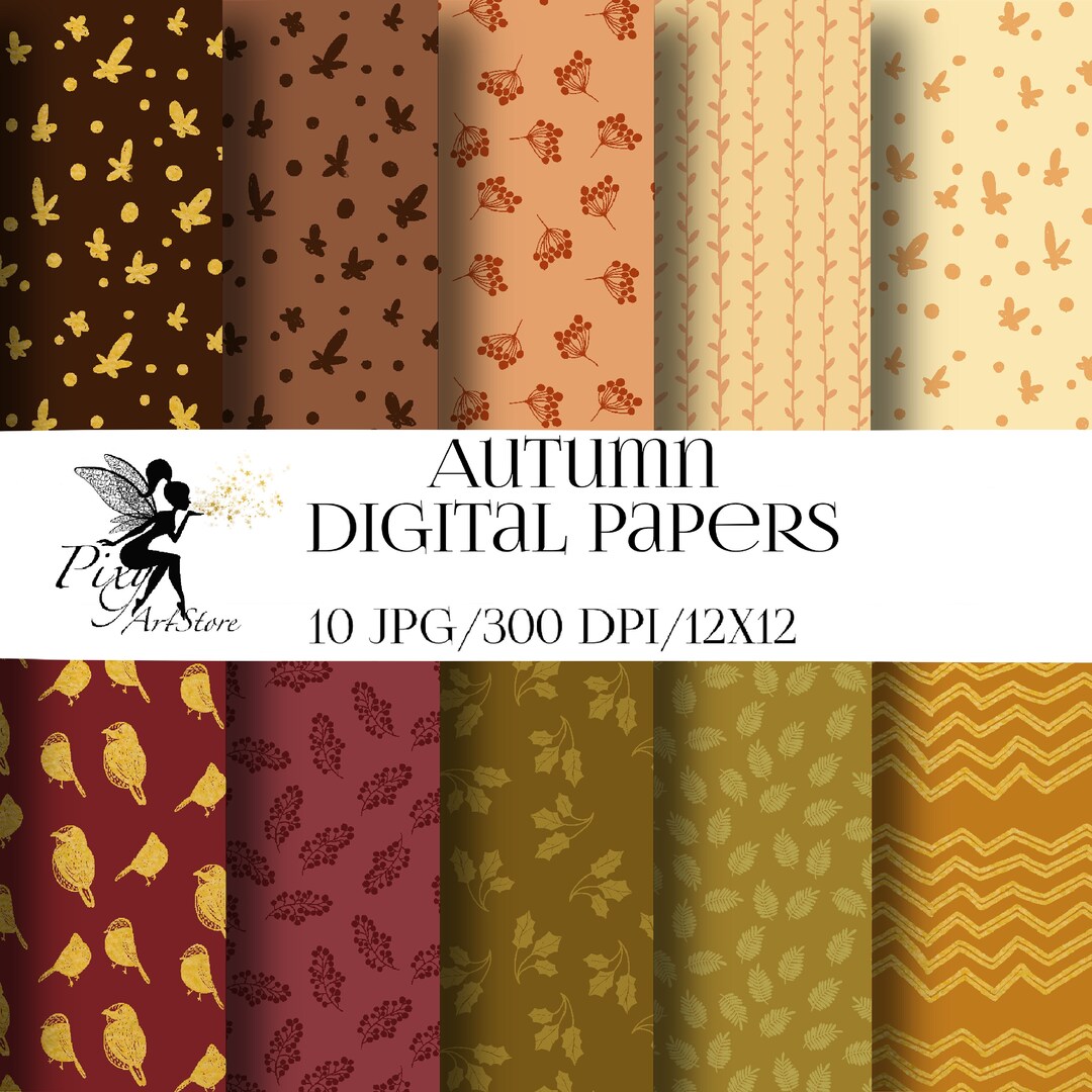 Autumn Digital Papers, Instant Download, Autumn Papers, Autumn Pattern ...