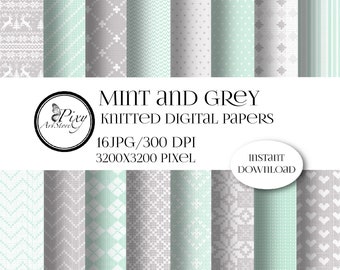 Mint Digital Paper - Etsy