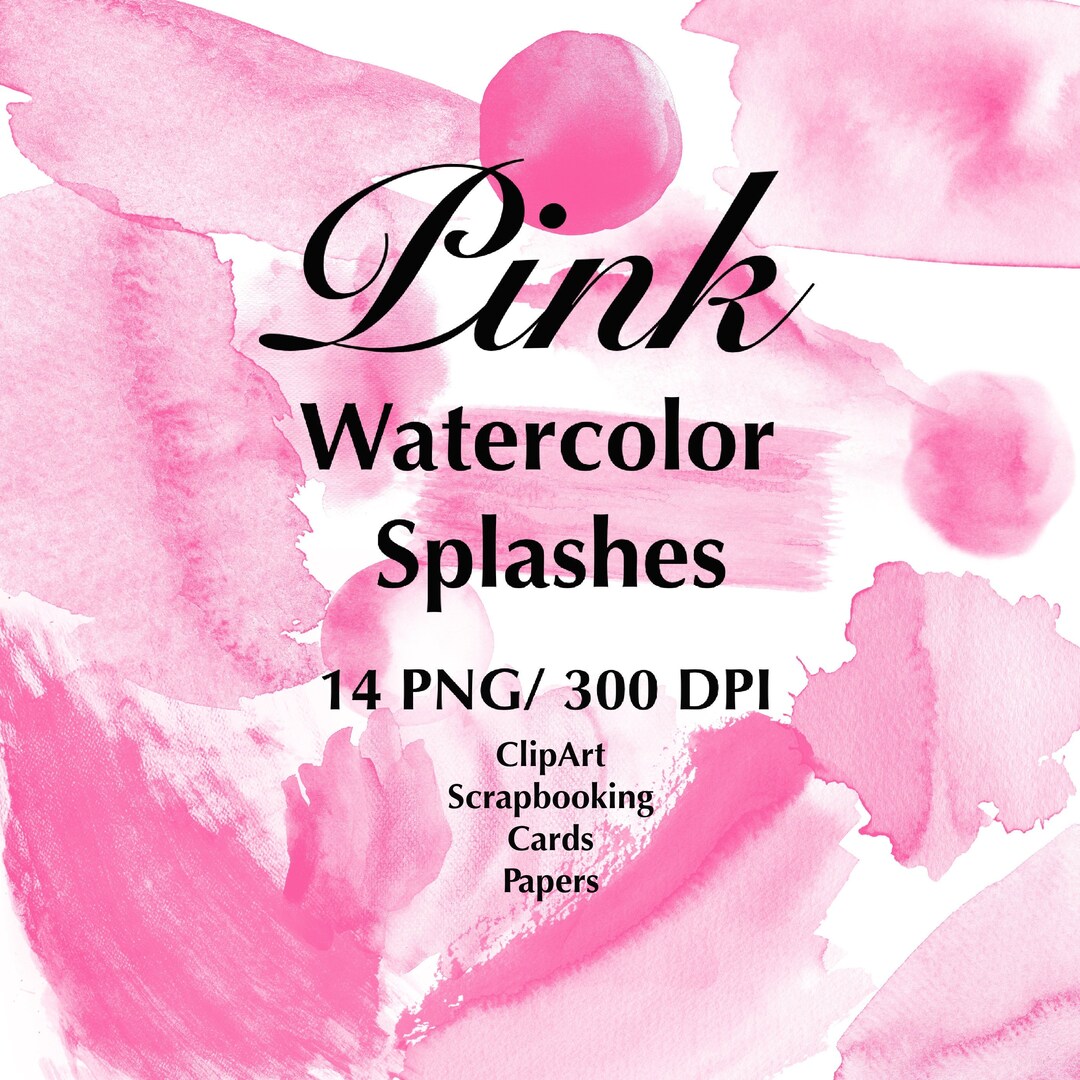 Pink Watercolor Splashes, Splotches Clipart, PNG Watercolor Splashes ...