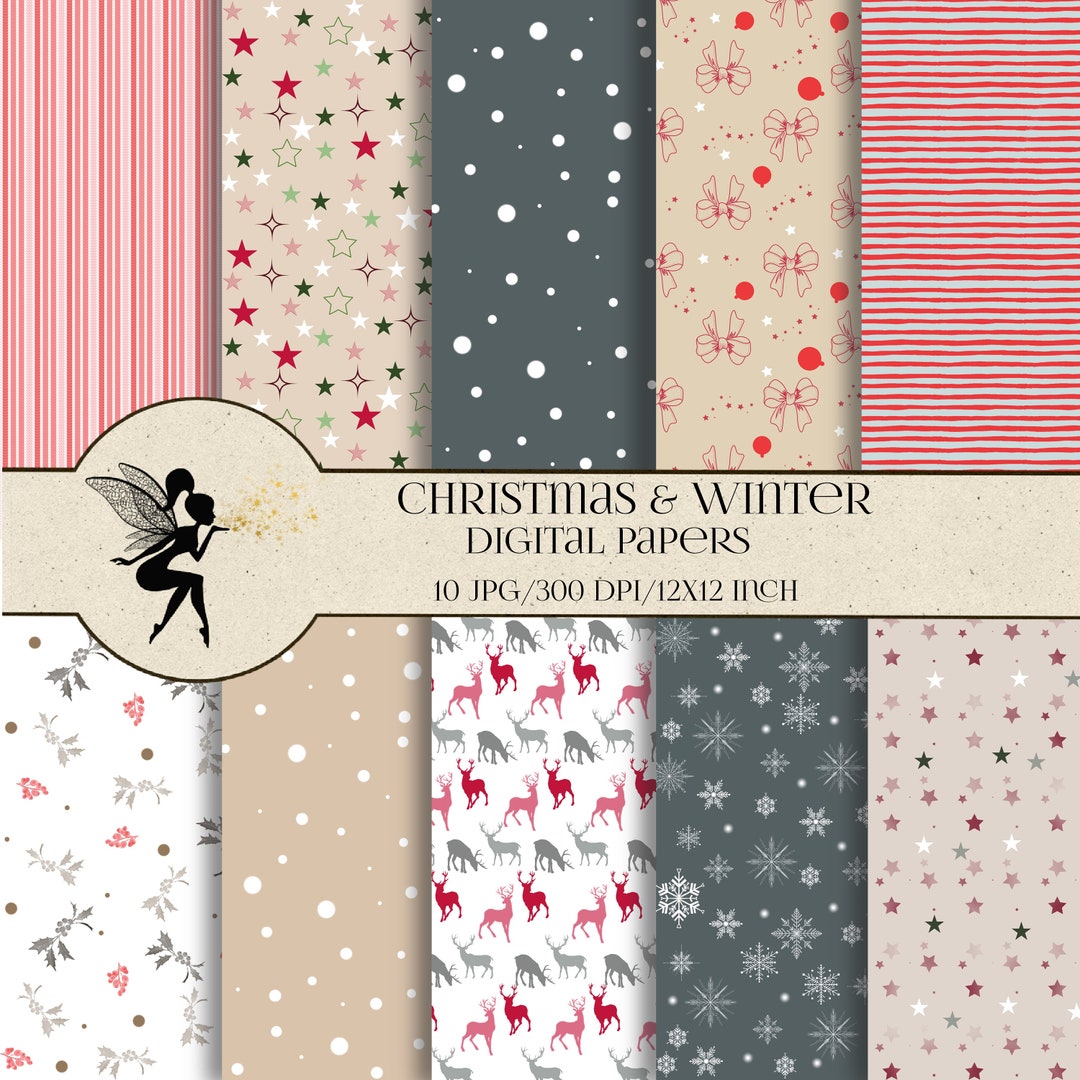 Christmas Digital Paper Winter Papers Instant Download - Etsy