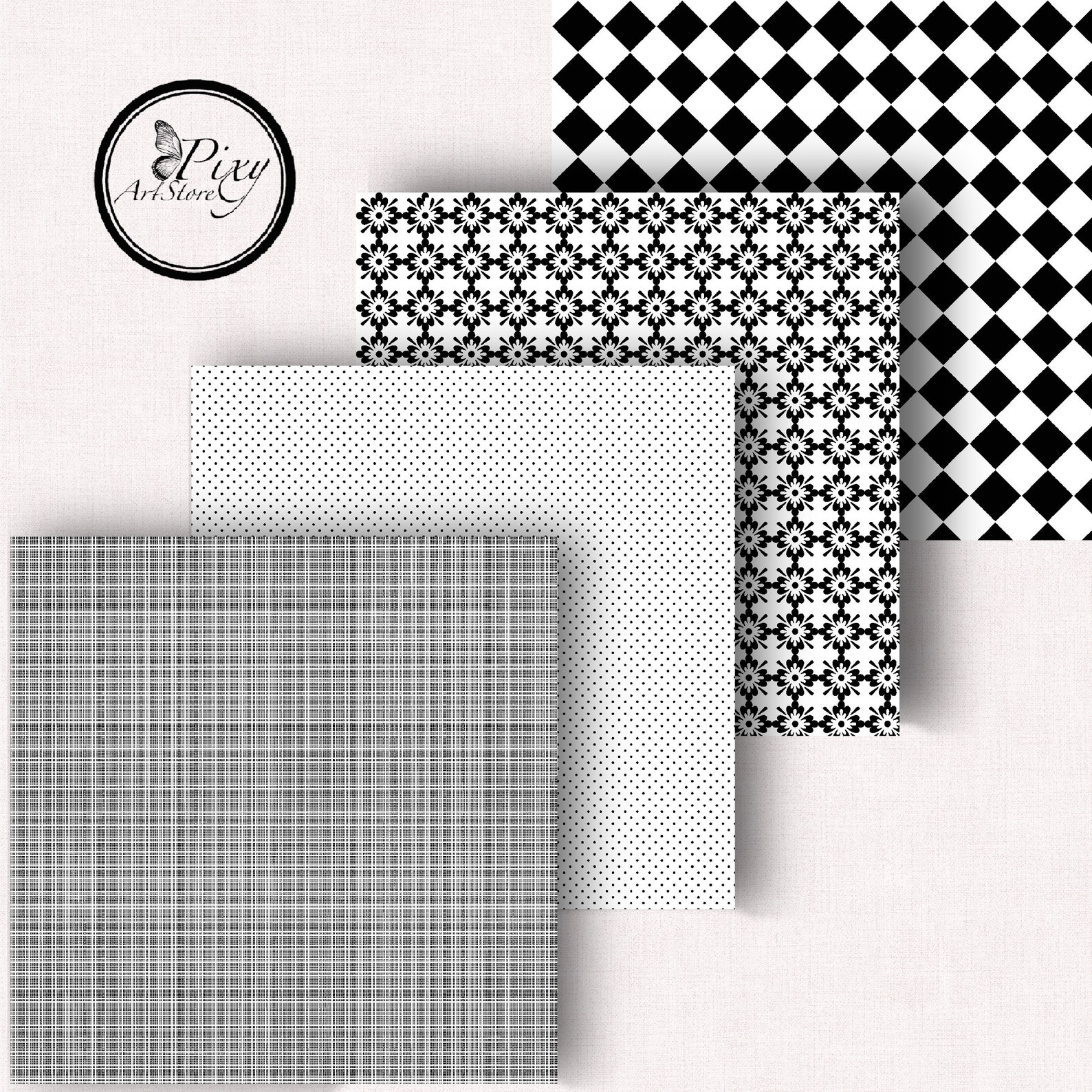 Black and White Digital Paper Pack Scrapbook Paper Digital - Etsy