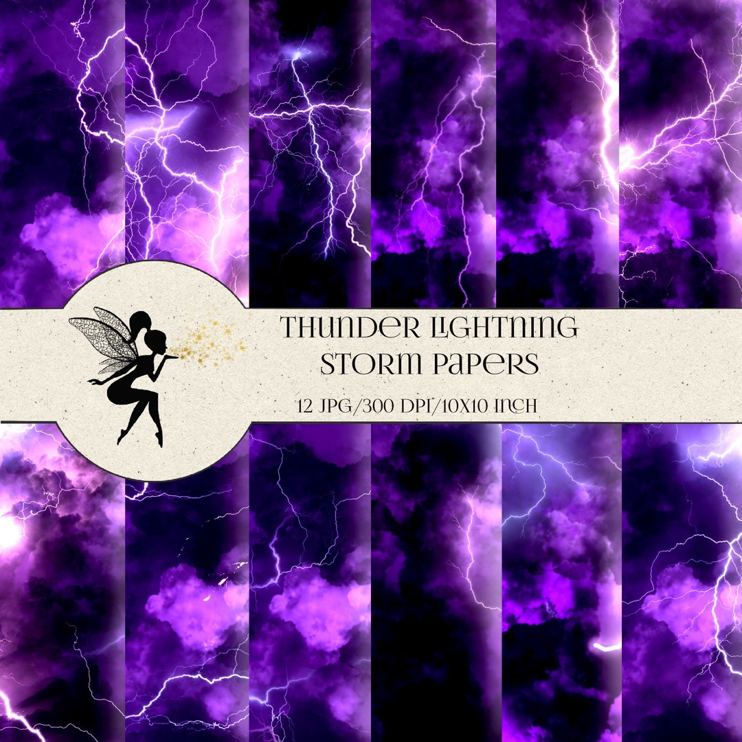 Thunder Lightning Storm Papers, Digital Set Papers, JPG Lightning ...