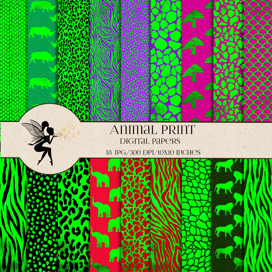 Animal Print Digital Paper Pack, Safari Animal Print, Scrapbook Paper ...