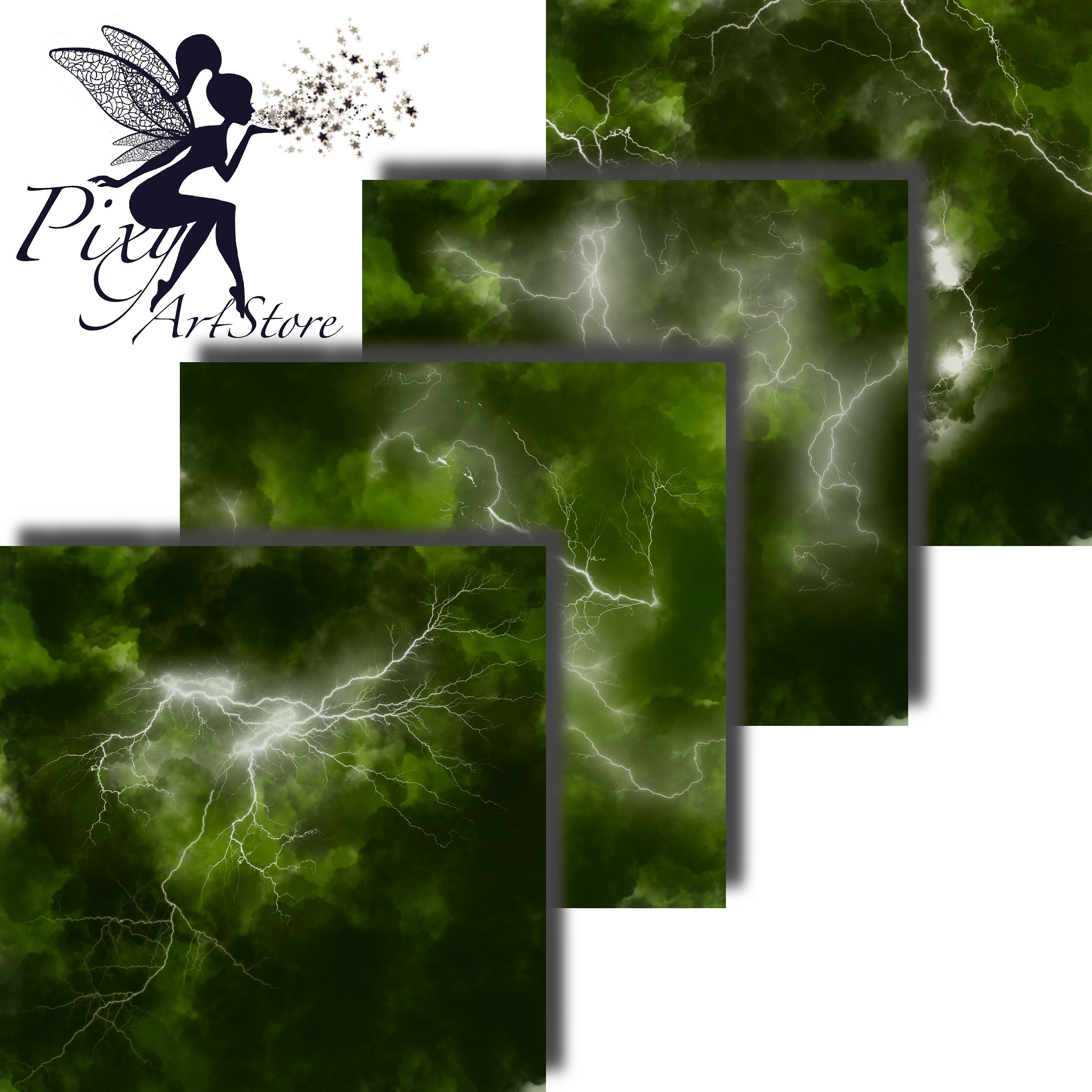 Thunder Lightning Storm Papers, Digital Set Papers, JPG Lightning ...