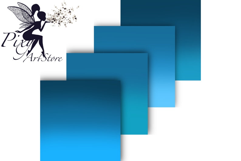 Ombre Digital Papers -14 JPG Pack, Instant Download, Blue Ombre ...