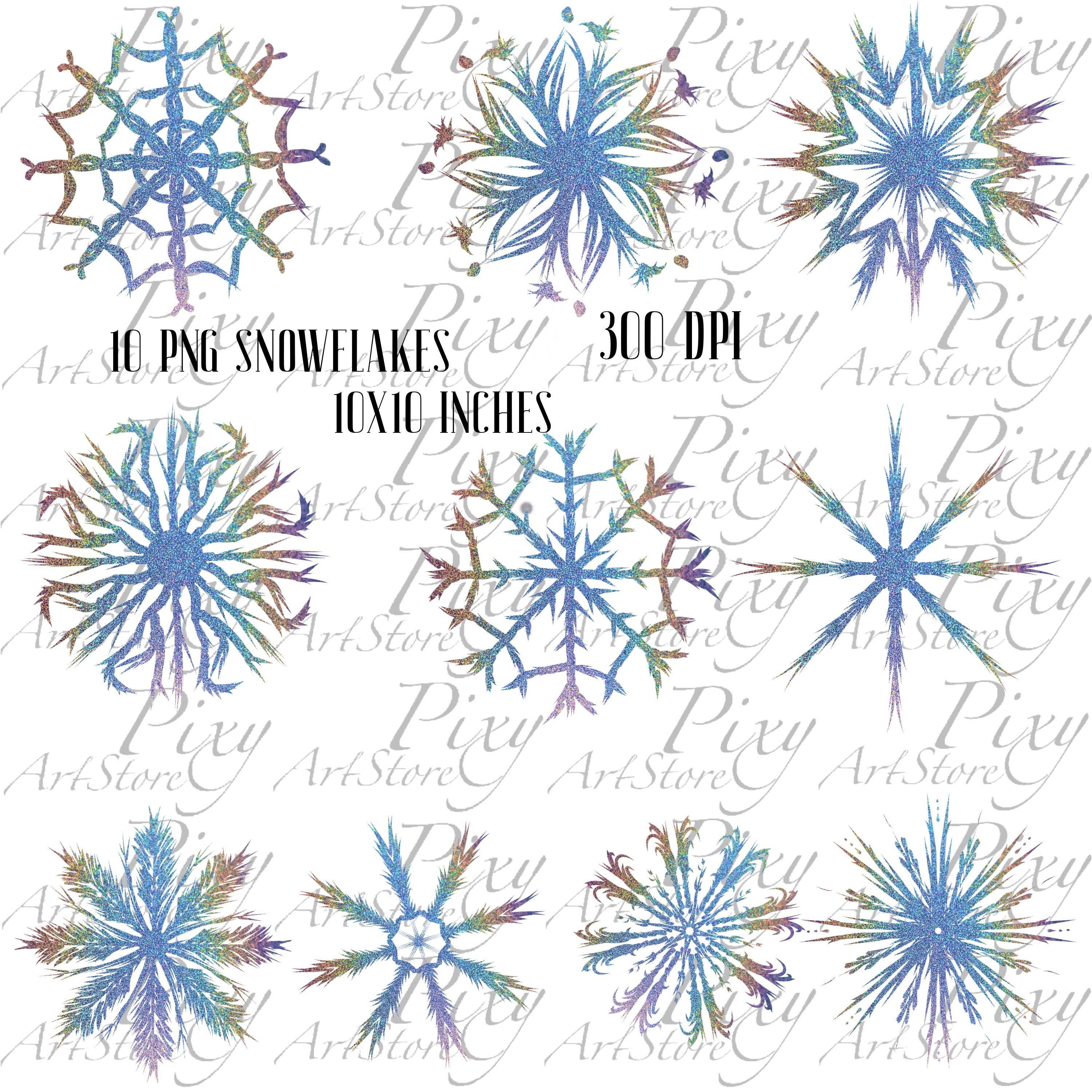 Snowflakes Clipart, Rainbow Glitter Snowflakes Overlay, Christmas and ...