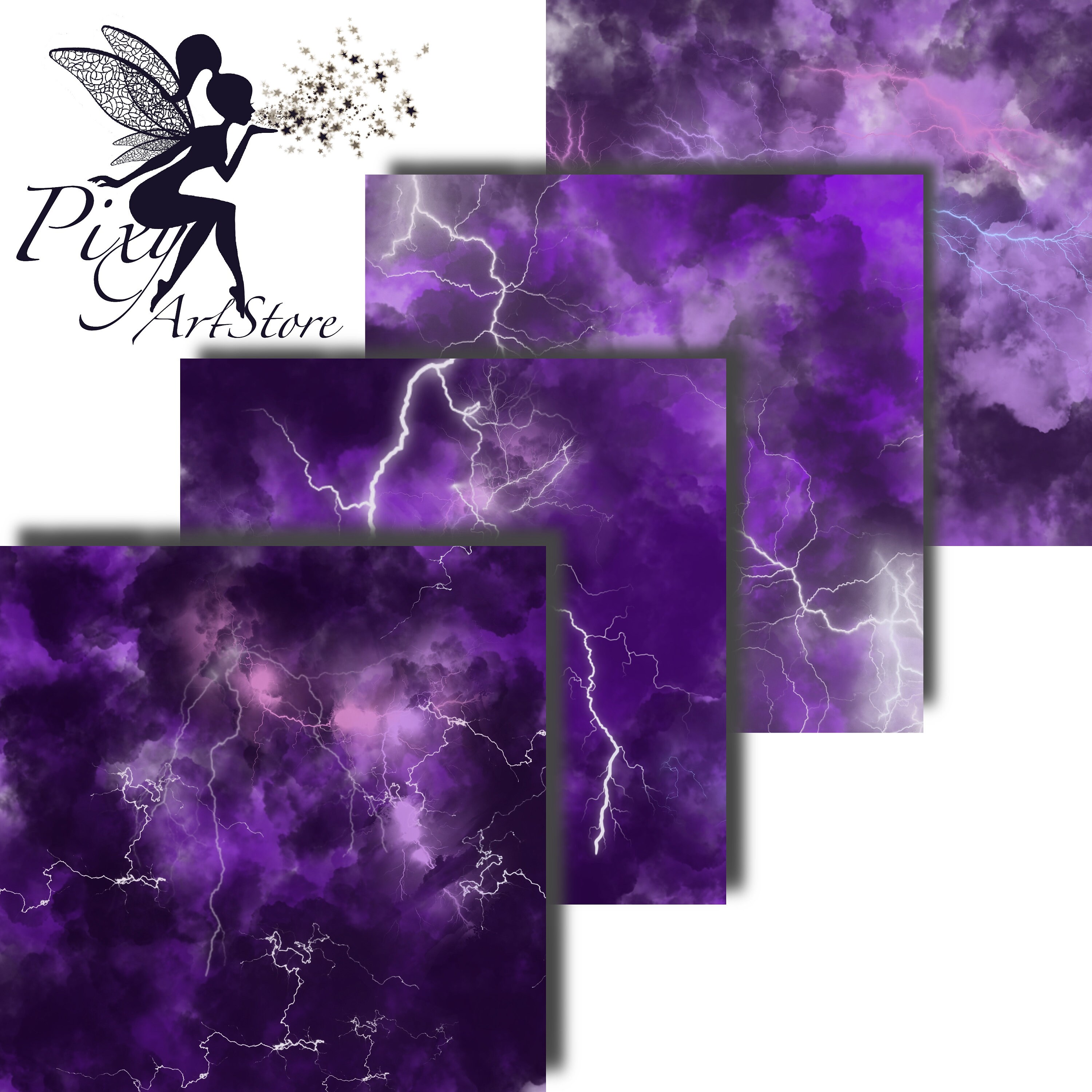 Thunder Lightning Storm Papers, Digital Set Papers, Lightning Papers ...