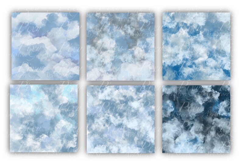 Cloudy Skies, Pastel Blue Clouds, Cloudy Skies Digital Papers, Clouds ...