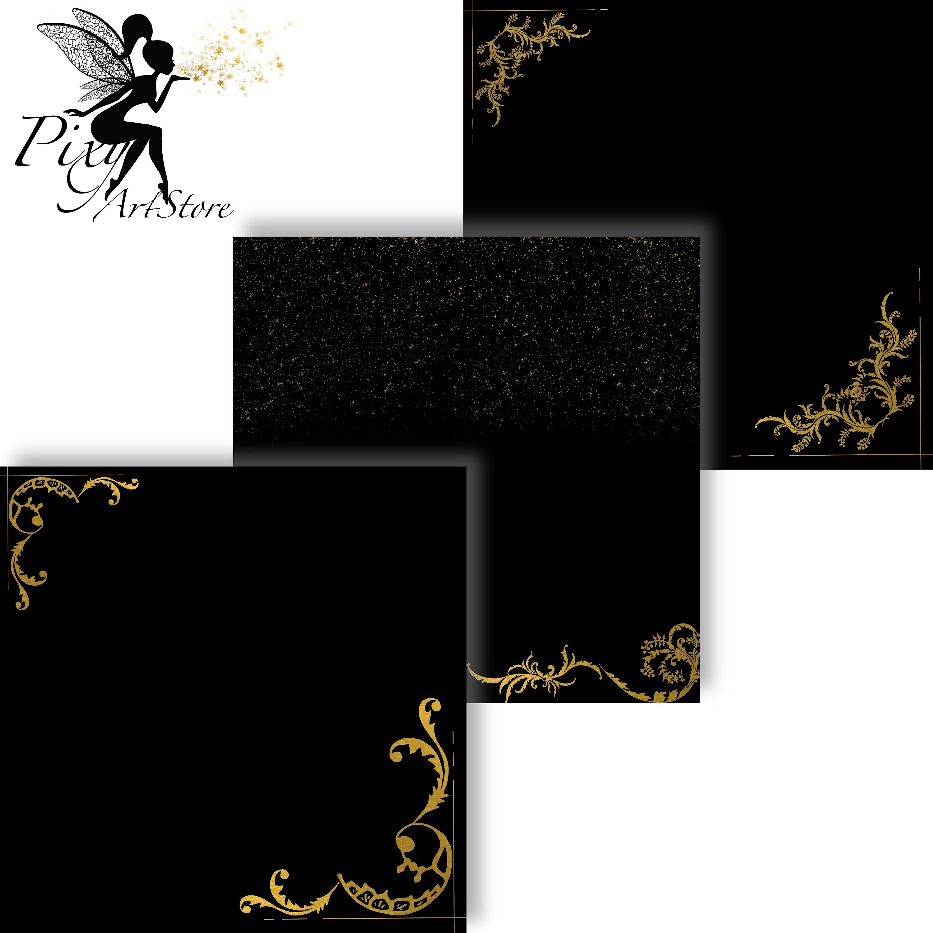 Black With Gold Overlay Digital Paper, Instant Download, Black&gold ...