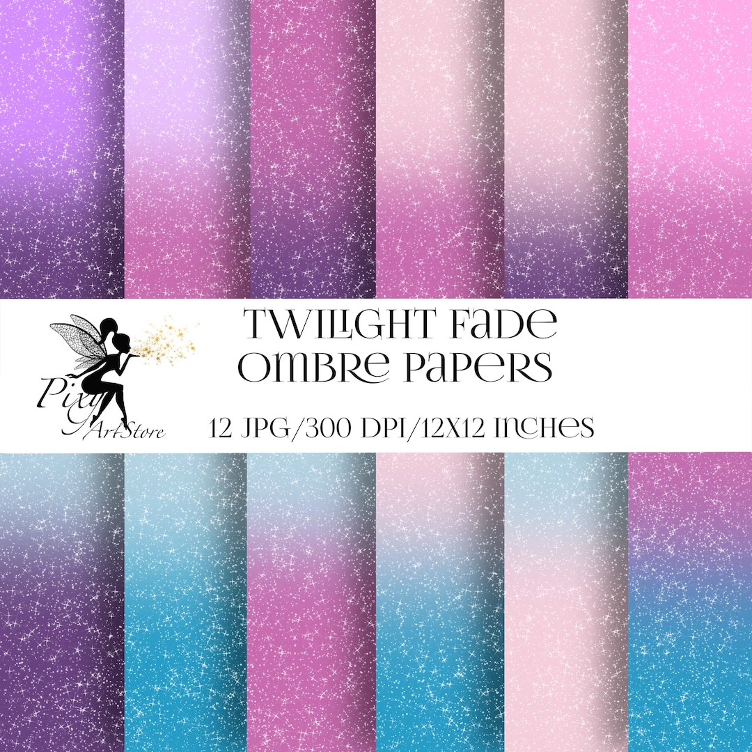Twilight Fade Digital Paper, Instant Download, Ombre Starry Paper ...