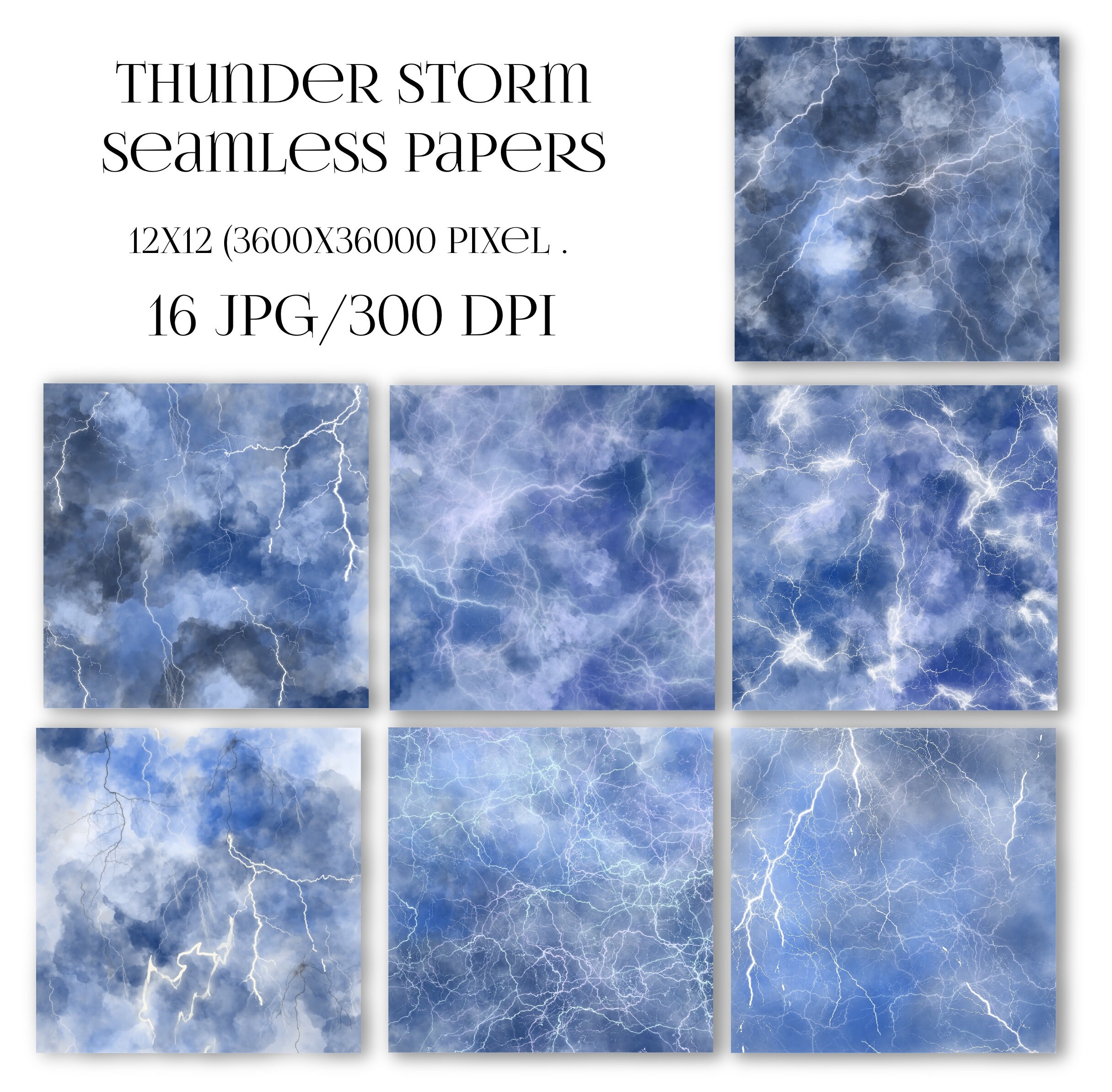 Thunder Lightning Storm Papers, Digital Set Papers, JPG Lightning ...
