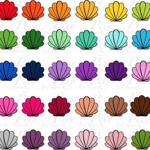 Seashell Clipart Set, Rainbow Seashells Clipart, Instant Download ...