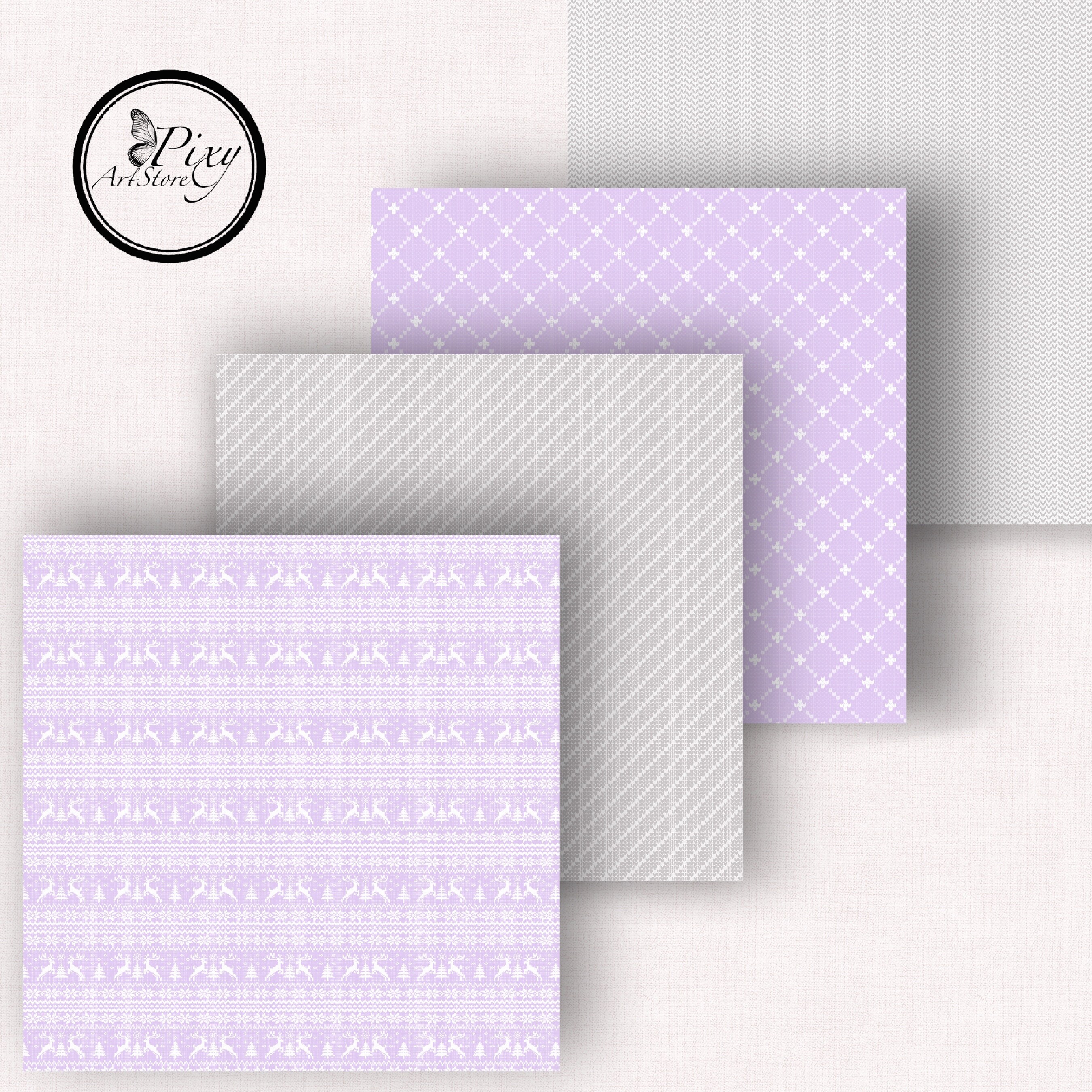Knitted Digital Paper, Purple and Grey Digital Paper, Instant Download ...