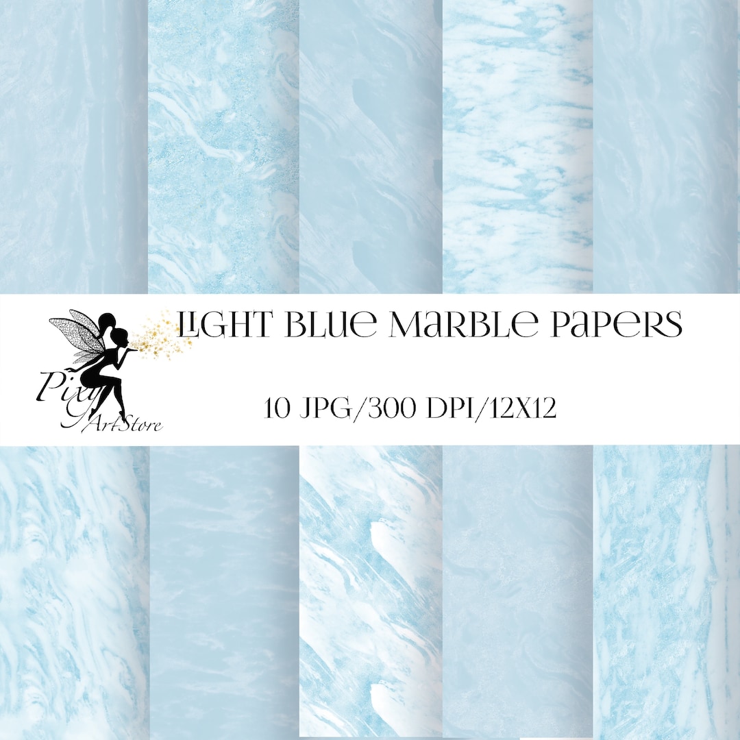 Light Blue Marble Stone Texture Digital Papers, Blue Marble Paper ...