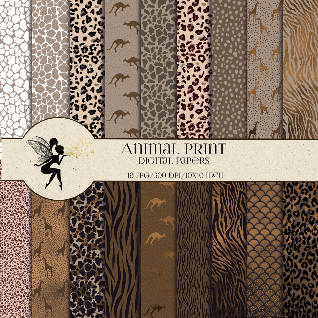 Animal Print Digital Paper Pack, Safari Green Animal Print, Scrapbook ...