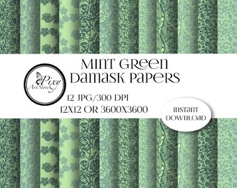 Mint Green Damask - Etsy