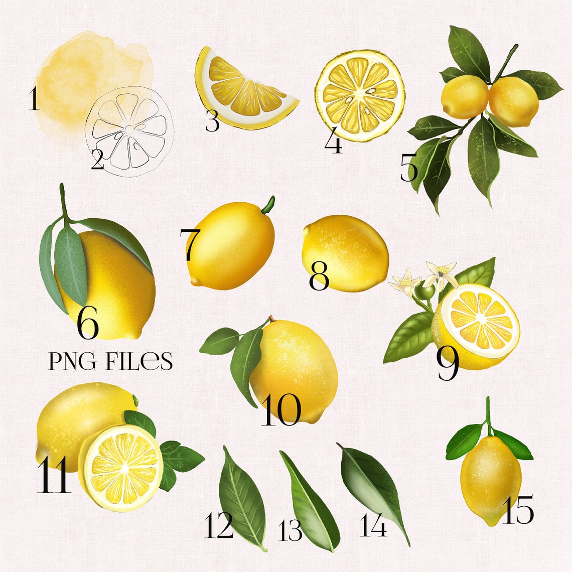 Lemon Digital Clipart Lemon Pattern Background for Clipart - Etsy