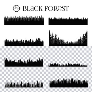 Black Forest Digital Border Clipart, Nature Clipart, Black Birds and ...