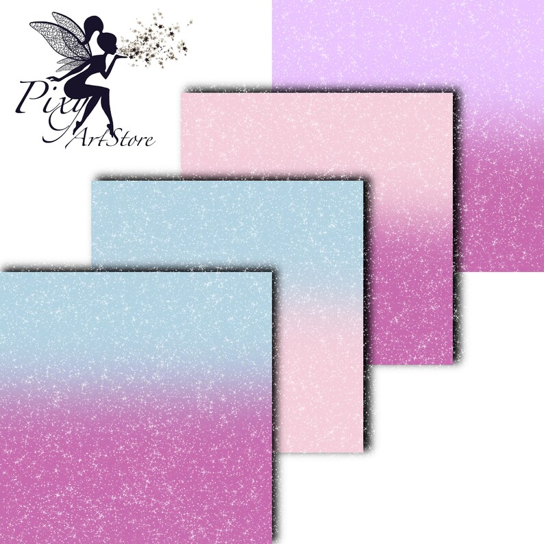 Twilight Fade Digital Paper, Instant Download, Ombre Starry Paper ...
