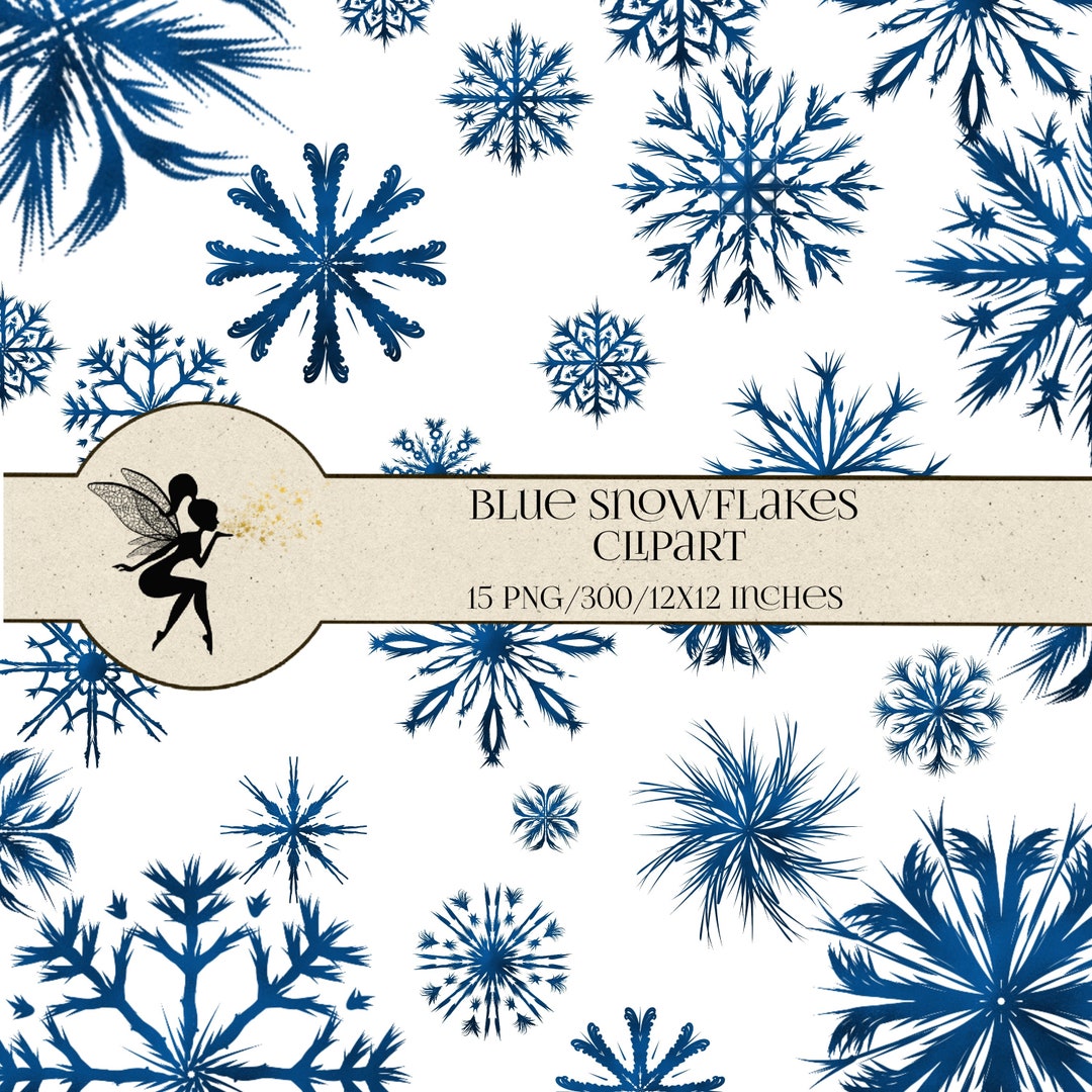 Snowflakes Clipart, Blue Metalic Snowflakes Overlay, Christmas and ...